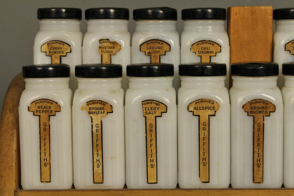 Set of Art Deco Spice Jars with Rack – Furnish Green